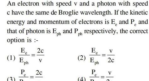 [answered] An Electron With Speed V And A Photon With Speed C Have The Kunduz