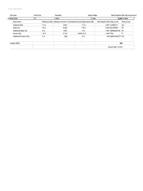 Calculation Sheet Pdf