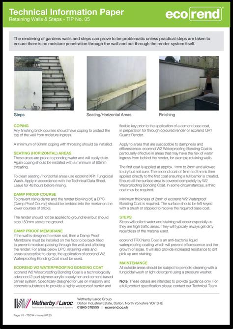 Retaining Walls Steps Technical Information Paper Ecorend