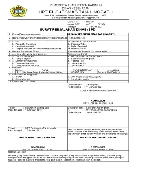 Sppd Sdidtk Januari Gading Pdf