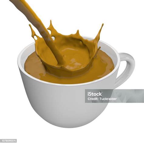 크라운 스플래시 백색 3 차원 일러스트 레이 션에 고립 된 흰색 컵 커피 우유 흐름 물이 튀는에 대한 스톡 사진 및 기타 이미지 물이 튀는 우유 커피잔 Istock