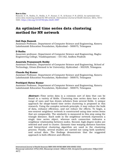 Pdf Optimized Time Series Data Clustering Method For Nn Network