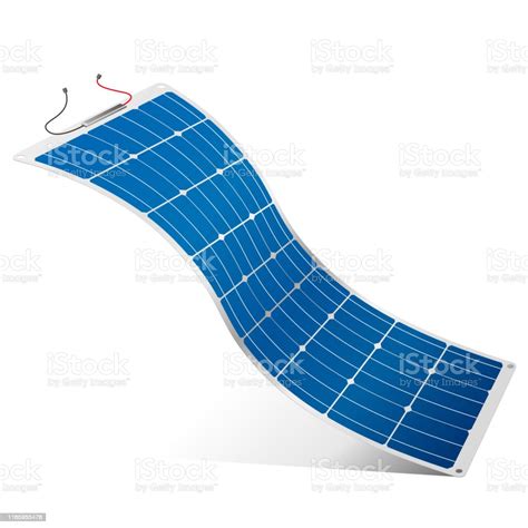 흰색 배경에 검은 색과 빨간색 연결 케이블이있는 유연한 태양 전지 패널 벡터 이미지 유연성에 대한 스톡 벡터 아트 및 기타 이미지 유연성 태양 에너지 태양 하늘