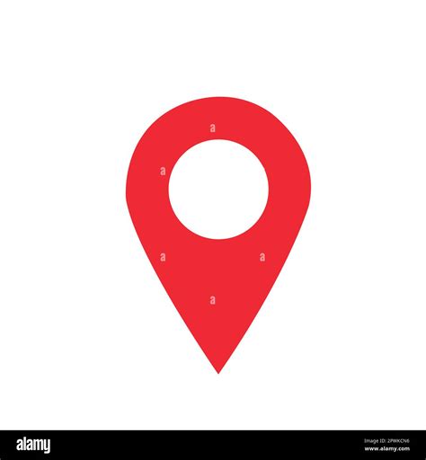 Red And White Location Icon On A White Background With Copy Space Stock