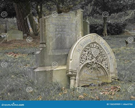 A Vandalised Stone Grave In The Uk Editorial Stock Image Image Of