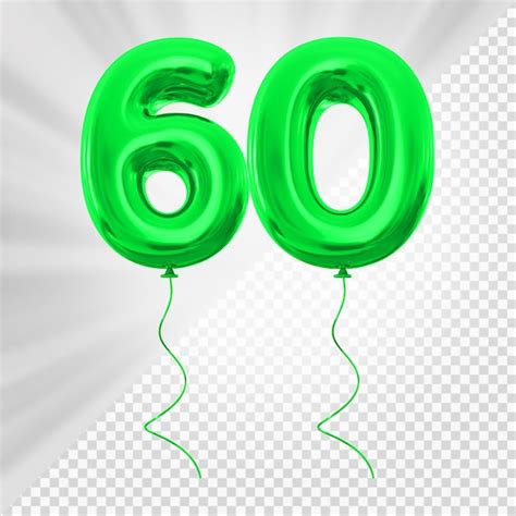 녹색 풍선 번호 60 프리미엄 Psd 파일