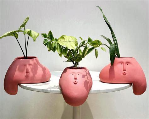 Blob Set Of Three Handcrafted Stoneware Planters By Claymen Designed