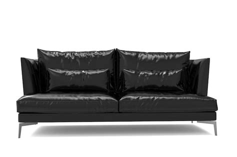 Premium PSD Modern Black Leather Sofa Isolated On White Background