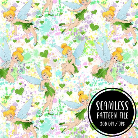 Tinkerbell Seamless Pattern Digital Paper Background Download Etsy