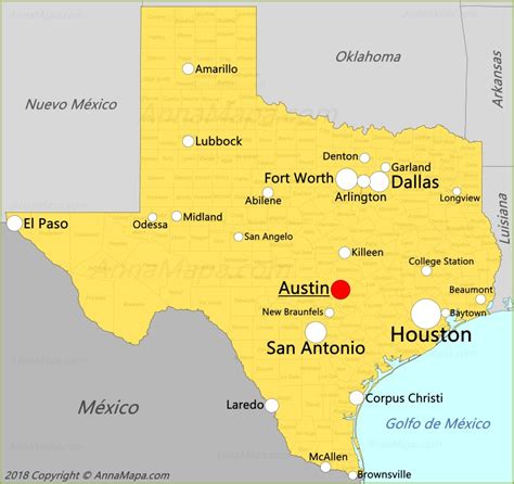 Mapa De Texas Y Sus Ciudades 1500x1500