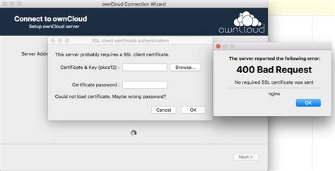 owncloud desktop client 2 5 1 for macos unable to configure client