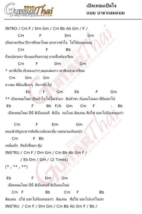 คอร์ด เปิดเทอมเปิดใจ แบม บาลาแลมแบม คอร์ดเพลง กีตาร์