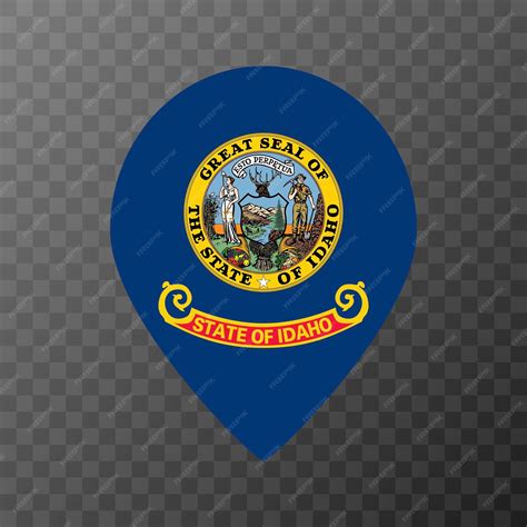 Premium Vector Map Pointer With Flag Idaho State Vector Illustration