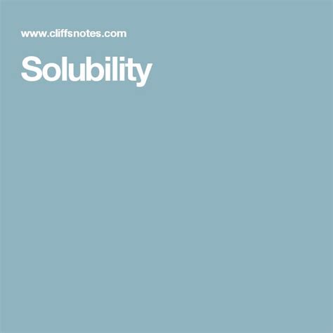 Solubility Solubility Study Guide Solutions