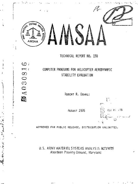 Fillable Online Computer Programs For Helicopter Aerodynamic Stability Evaluation The Three