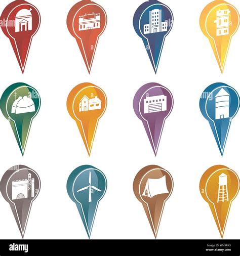 Building Marker Icons Stock Vector Image And Art Alamy