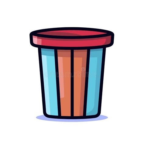 Vector Of A Vibrant Trash Can With A Bold Red Lid Stock Vector
