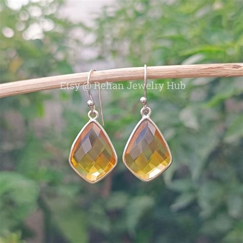 Yellow Topaz Stone 925 Sterling Silver Earring Yellow Gemstone