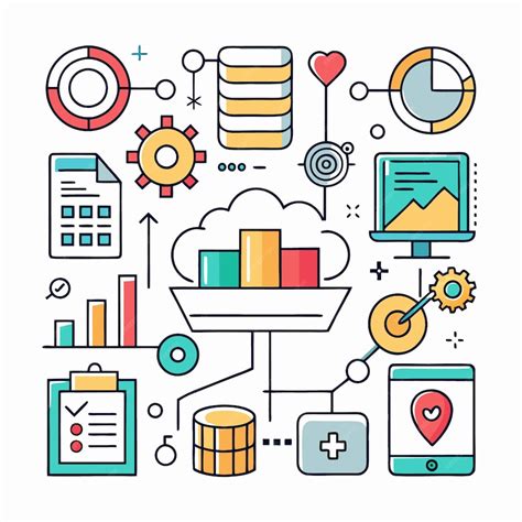 Cloud Computing And Data Analytics Illustration With Charts Diagrams And Icons Premium Ai