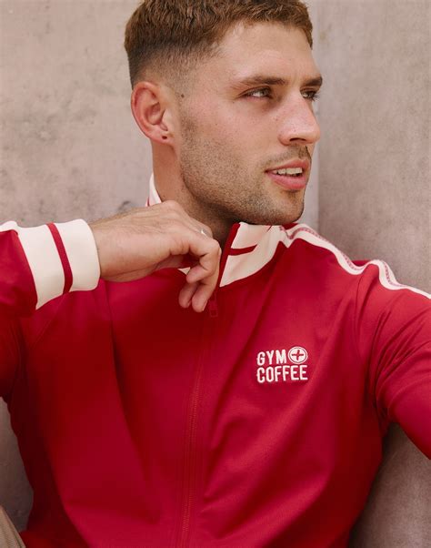 Varsity Jacket In Crimson Red Gym Coffee Uk