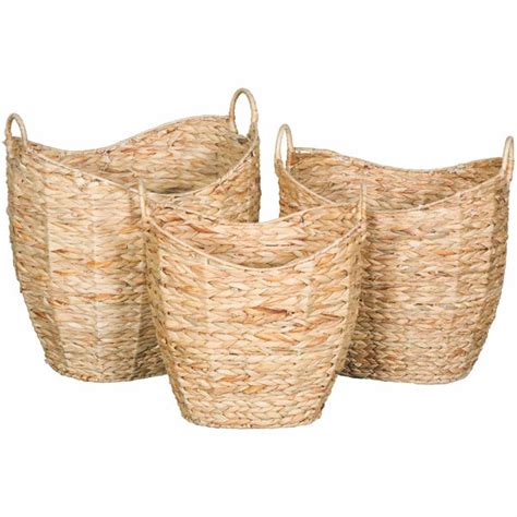 Set Of 3 Stackable Wicker Basket Fzc 18811