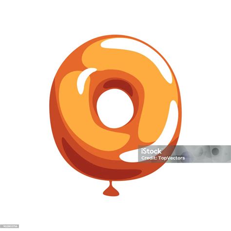광택 있는 풍선의 모양에 영어 알파벳에서 오렌지 편지 O 만화 폰트입니다 재미 있는 교육 Abc 개념입니다 인사말 카드 또는