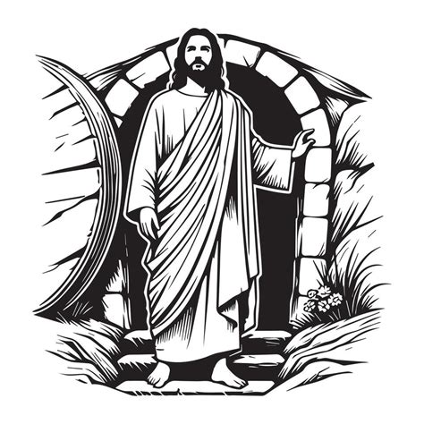 Black And White Jesus Christ Portrait 52348703 Vector Art At Vecteezy