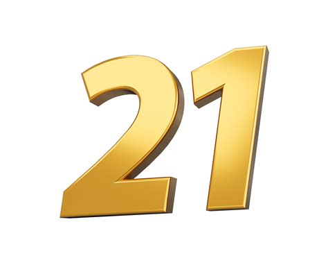 Gold Number Twenty One Shiny D Number Made Of Gold D Illustration PNG