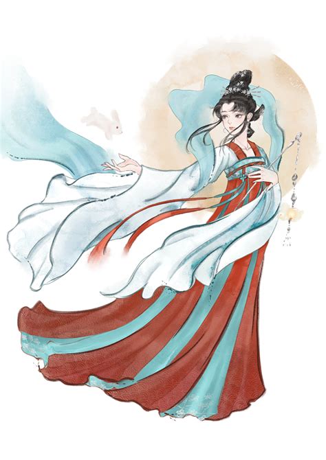 千库网 中秋嫦娥古风水墨人物 元素编号12883234