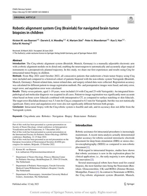 Robotic Alignment System Cirq Brainlab For Navigated Brain Tumor