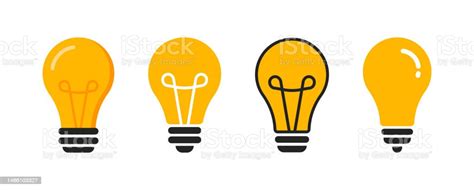 전구 아이콘을 설정합니다 벌브 아이콘입니다 아이디어 에너지 및 창의적 사고의 상징입니다 전기 램프 벡터 그림입니다 검은색에 대한 스톡 벡터 아트 및 기타 이미지 Istock