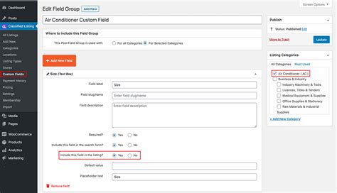 Custom Fields For Listview Classified Listing Documentation