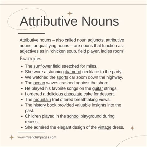 Grammar Lessons Attributive Nouns Definition And Use Easy