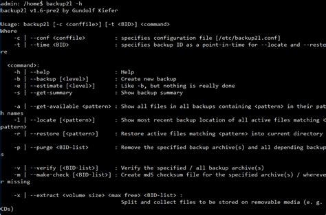 Symbiosis Backup Reference Backup2l Abort Retry Fail