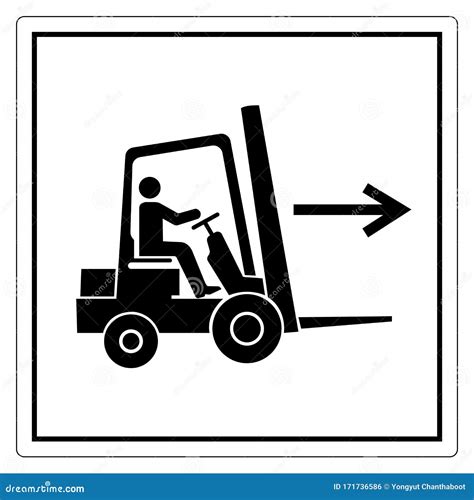 Gabelstapler Punkt Recht Symbol Zeichen Vektor Illustration Isolat Auf Weißem Hintergrund