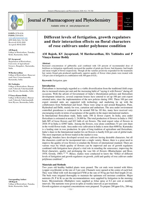 Pdf Different Levels Of Fertigation Growth Regulators And Their