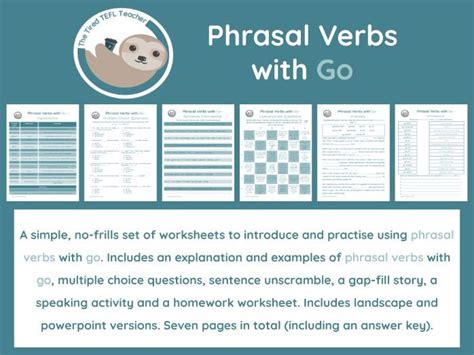 Phrasal Verbs With Go Esl Worksheets Ppt Version Included Teaching