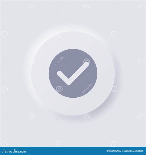 Check Mark Icon Tick Icon White Neumorphism Soft Ui Design Stock