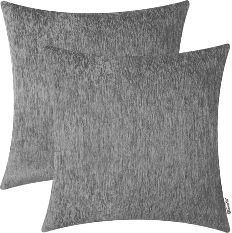 Brawarm Chenille Throw Pillow Covers 20x20 Inches Gray