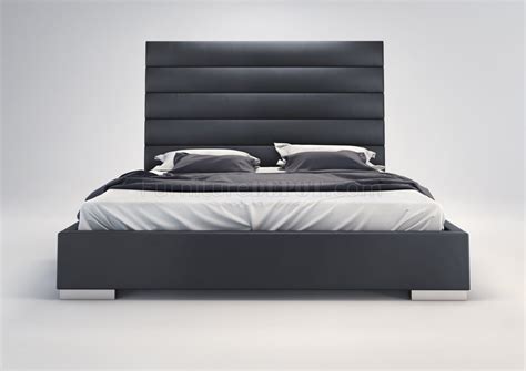 Md319 Prince Bed By Modloft In Dark Slate Bonded Leather