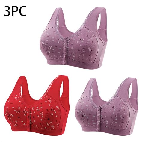 Comfy Bras For Women 3pc Women Sexy Front Buckle For Middle Aged And Elderly Underwear Soft