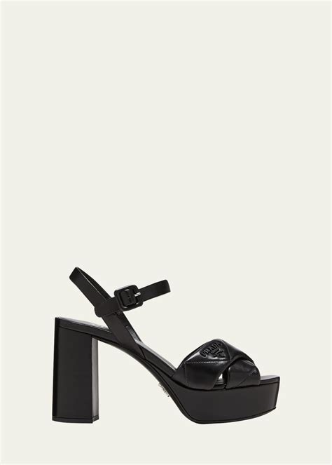 Prada Quilted Leather Crisscross Platform Sandals Bergdorf Goodman