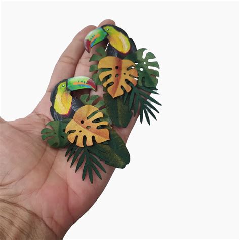 Aretes Tucan Pico Iris Aborígenes Diseño Artesanal