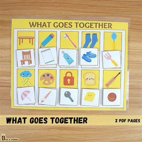 What Goes Together Association Matching Busy Book Printable Pdf Page