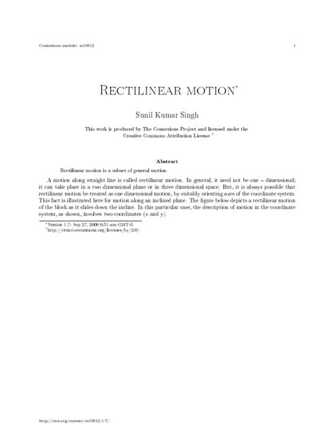rectilinear motion sunil kumar singh pdf velocity euclidean vector
