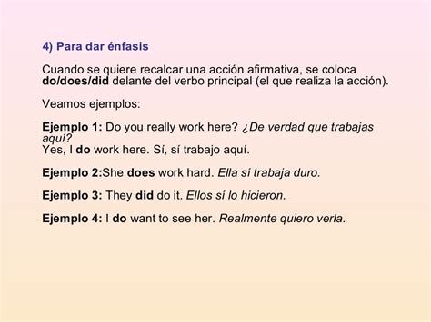 El Uso De Los Verbos Auxiliares Do Does