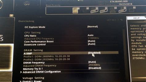 A XMP Profile 1 2 Enable For MSI Motherboard YouTube
