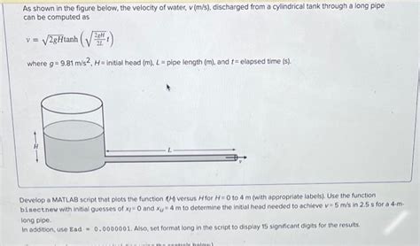solved as shown in the figure below the velocity of water