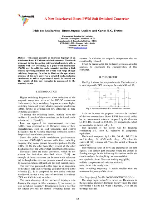 Pdf A New Interleaved Boost Pwm Soft Switched Converter