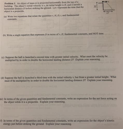 Solved Problem An Object Of Mass M Is Projected Chegg